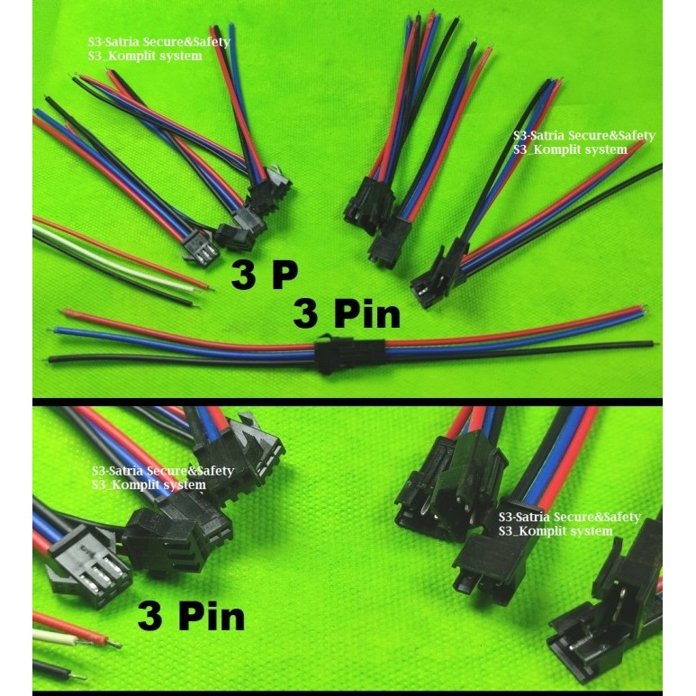 Jual Konektor Sambung DC kabel SM 3 pin jalur Socket kabel male female ...