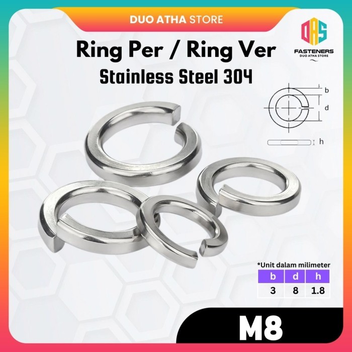 Jual M8 Ring Per Stainless / Ring Ver M8 / Spring Washer M8 Stainless ...