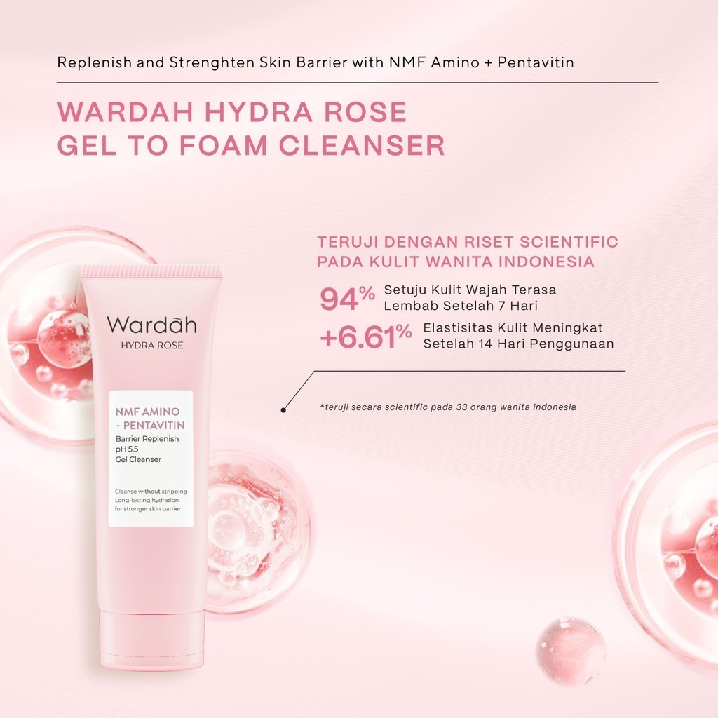 Jual Wardah Hydra Rose Gel to Foam Cleanser 100ml Pembersih Wajah ...