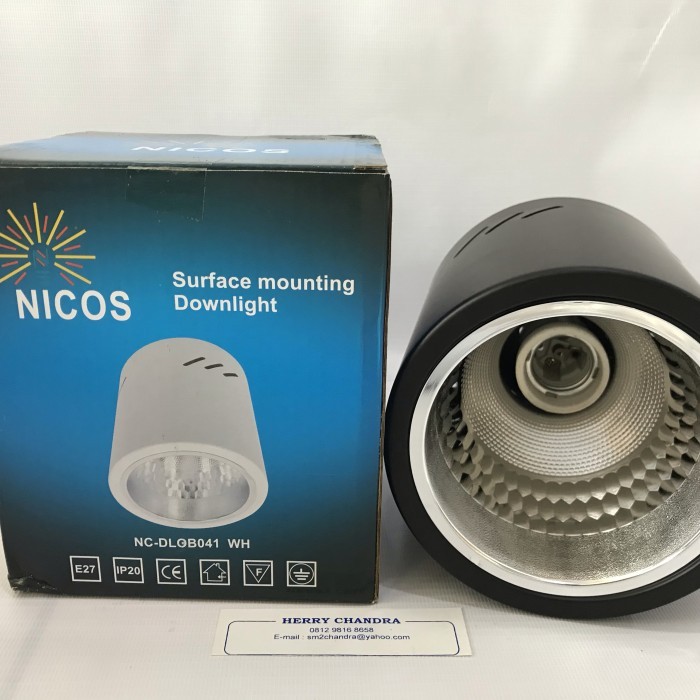 Jual Lampu downlight E27 bulat OutBow bodi hitam 4" Nicos bulat hitam ...