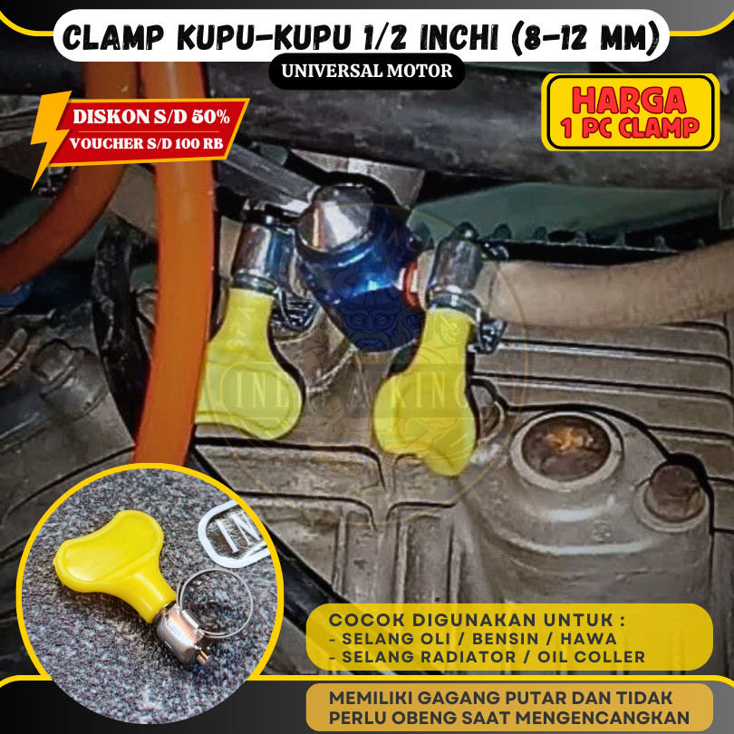 Jual Klem Clamp STAINLESS Kuping Plastik Kupu-Kupu Warna Kuning 1/2 ...