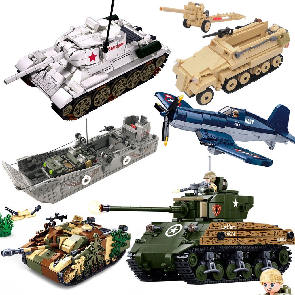 Jual Military Tank T34 Sherman Panzer IV Fighter Sluban Figure WW2 War ...