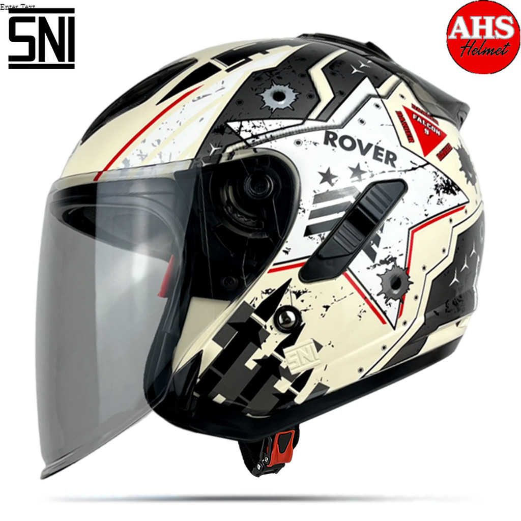 Jual Helm SHEL ROVER Double Visor Motif FALCON| Helm Half Face Premium ...