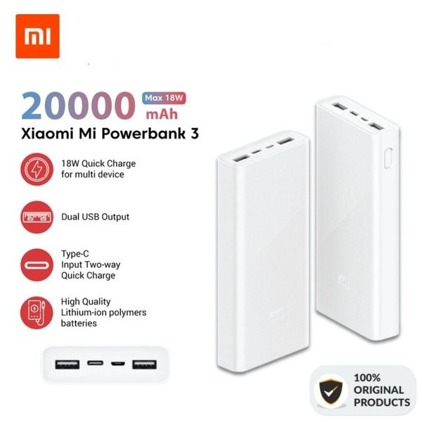 Jual Xiaomi Power Bank Fast Charging Multi Port USB Type C 18W 20000mAh ...