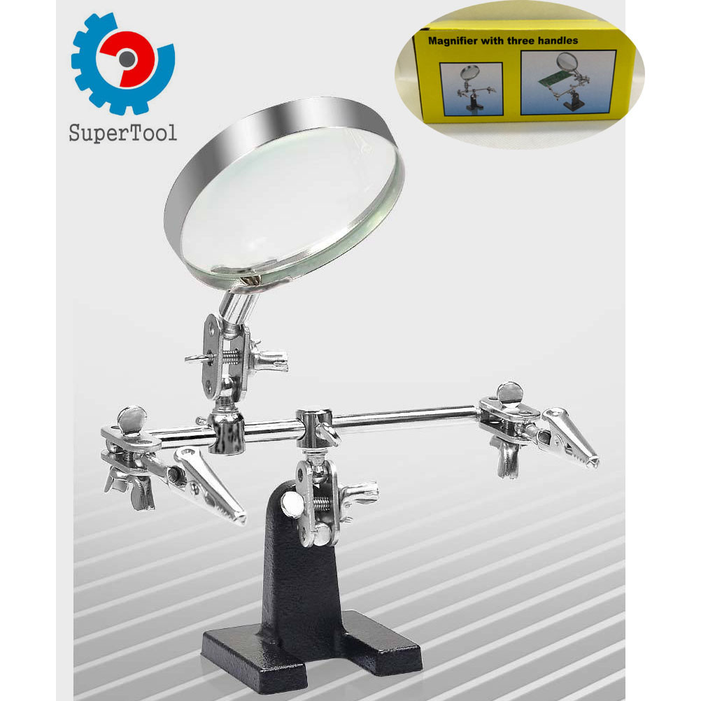 Jual Helping Third Hand Tool Soldering Stand with 5X Welding Magnifying ...