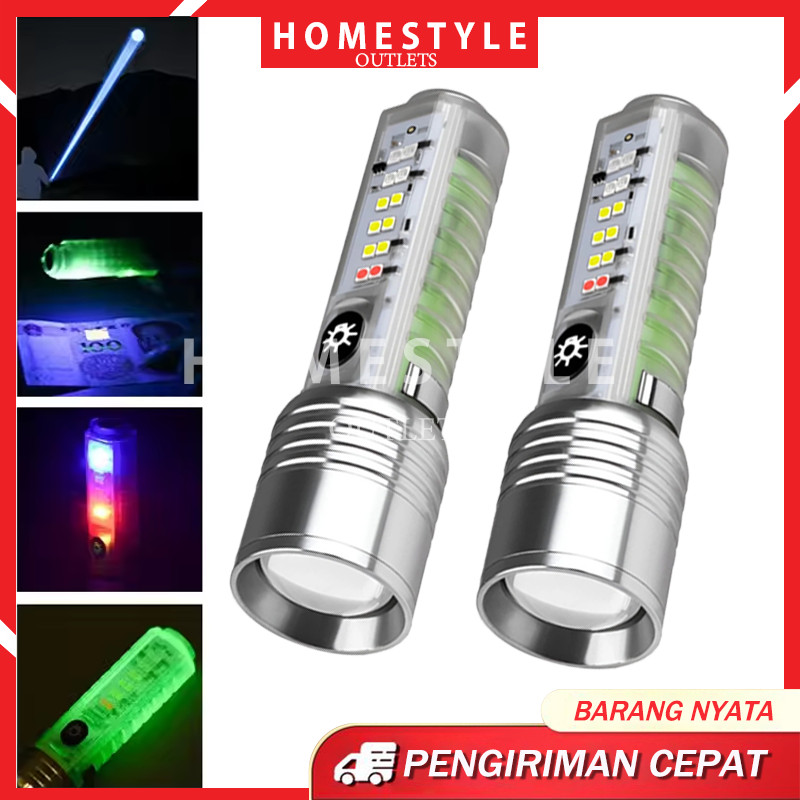 Jual Senter LED Maghnet 8 Mode Glow In The Dark Super Terang Mini zoom in Zoom Out Sente 520A ...