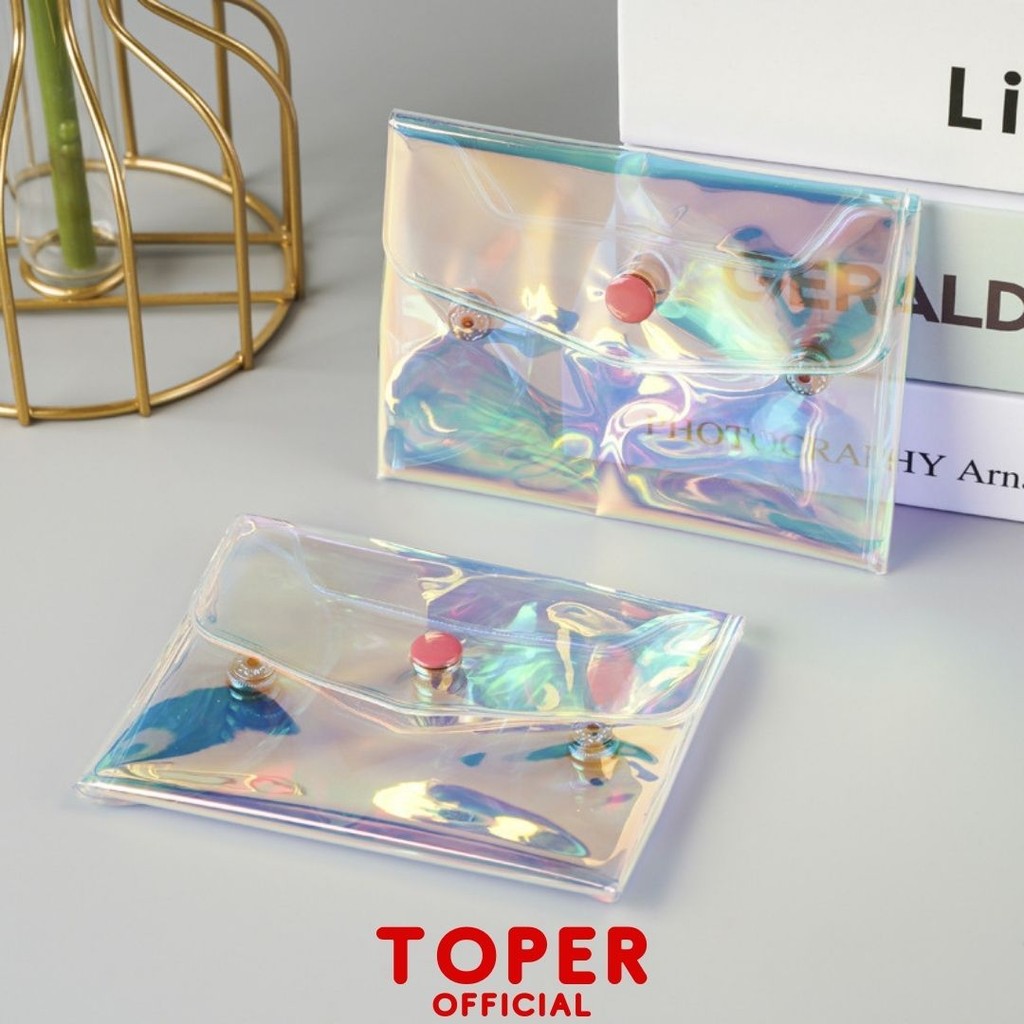 Jual TOPER Dompet Kartu Mini PVC Hologram Transparant Ukuran 10 x 8 cm ...