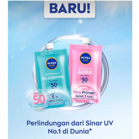 Jual Nivea Sun Face Extra Protect Serum SPF50++ sunblock Sachet 7ml ...