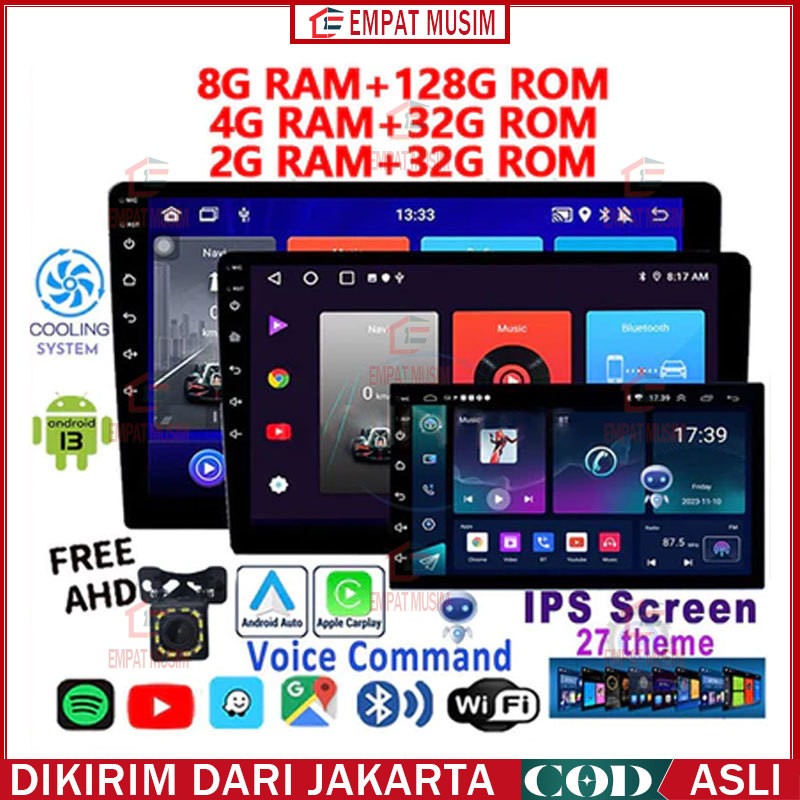 Jual (Ready Stok) Dual Kipas 8G+128G IPS Screen Head Unit 7/9/10 Inch Car Android 14 Navigasi ...