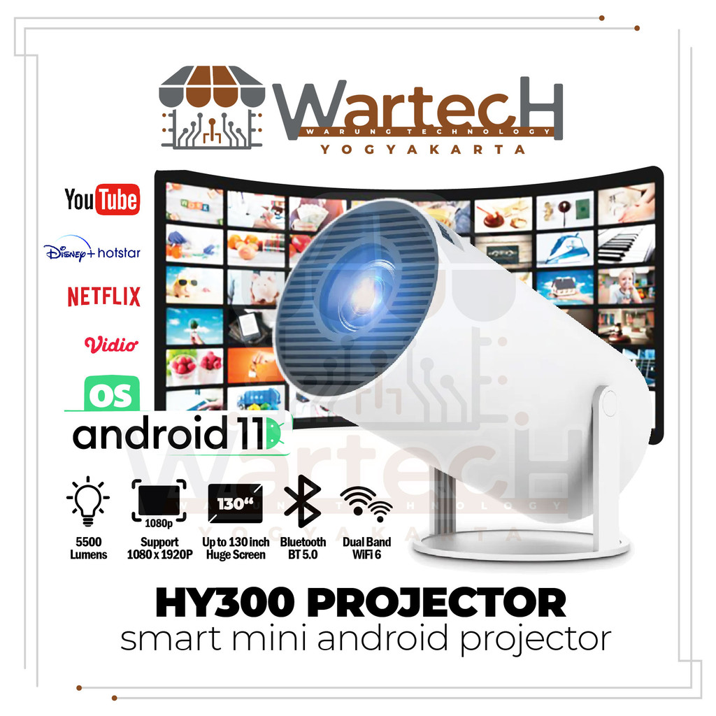 Jual Android Smart Proyektor HY300 4K UltraHD 5G Connection Bluetooth Bisa Netflix Youtube TV ...