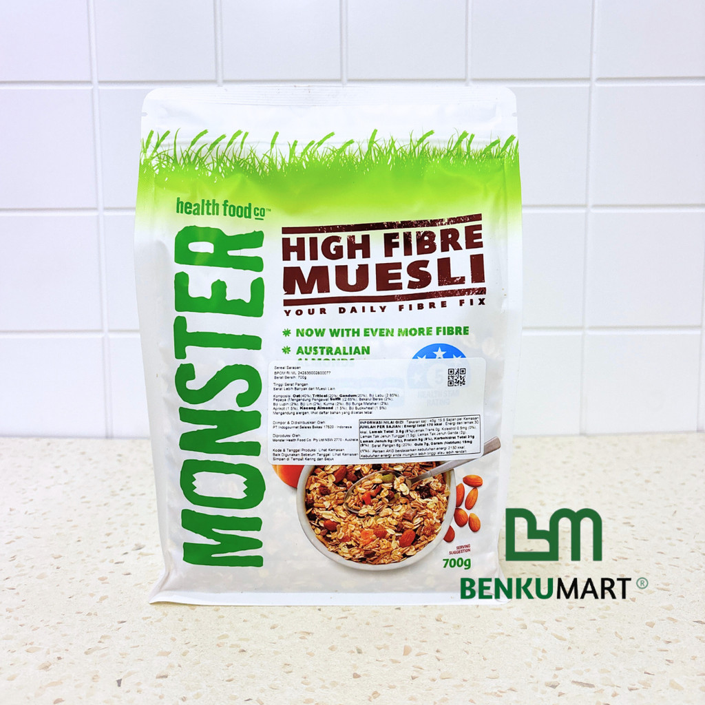 Jual Monster HIGH FIBRE Muesli 700 g | Healthy Food Co | Hi Fiber 700 ...