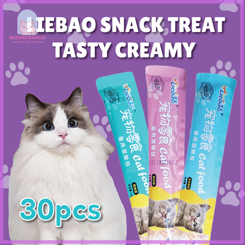 Jual 30 PCS [LIEBAO] Snack Kucing Basah Cat Treat Strip Sehat Kitten ...