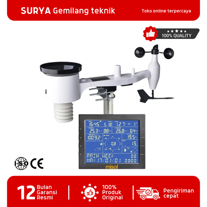 Jual MISOL professional weather station pemantau cuaca with solar ...