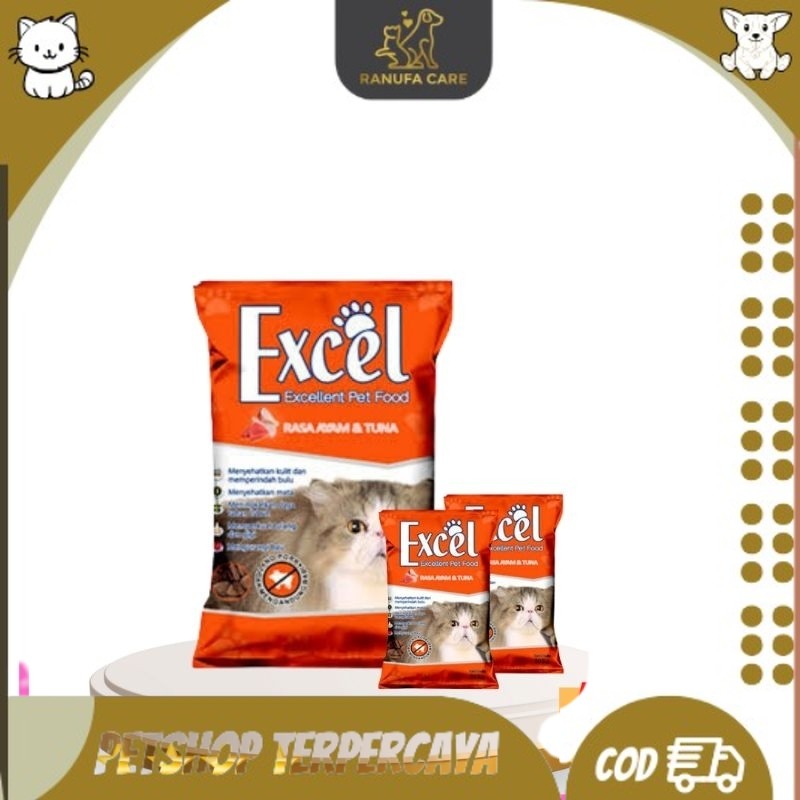 Jual Makanan Kucing Repack Excel Cat Chicken Tuna Adult 500Gr (Orange ...