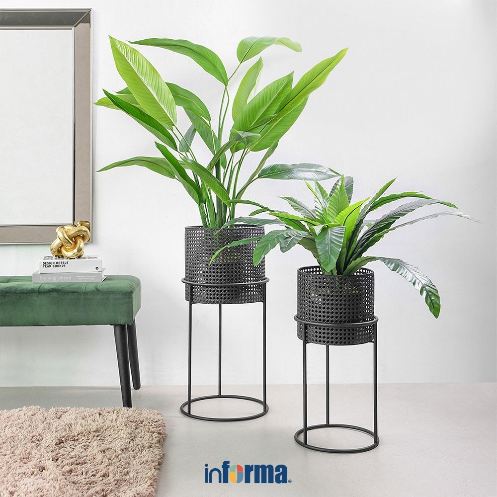 Jual Informa Pot Dengan Stand Set 2 Pcs 30X30X63 cm Y12 - Hitam Wadah ...