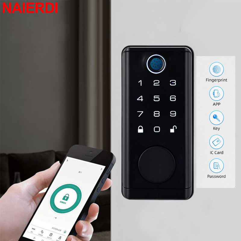 Jual NAIERDI Smart Door Lock Tuya Fingerprint Keyless Entry Door Lock Anti-theft Security ...