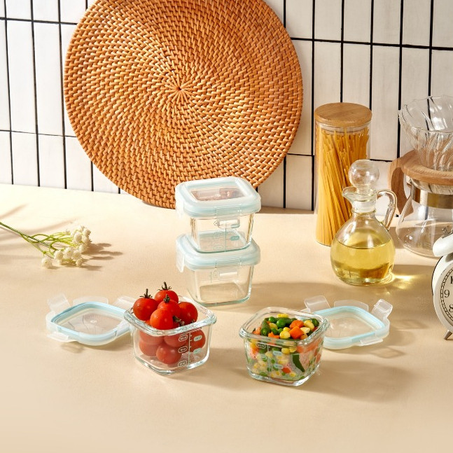 Jual Little Dimple Mini Food Container Square - Tempat Makan Mpasi Bayi Bahan Kaca / little ...