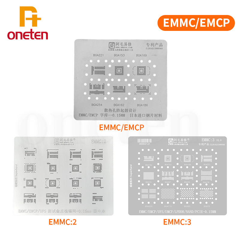 Jual Amaoe BGA Stencil EMMC:2 EMMC:3 FOR EMMC EMCP IC Chip Reballing ...