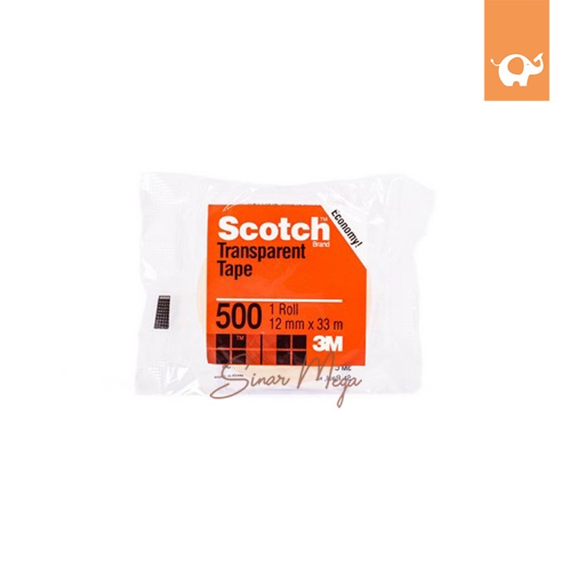 Jual 3M Scotch Transparent Tape 500 12mm x 33m/ Isolasi Bening Kecil ...