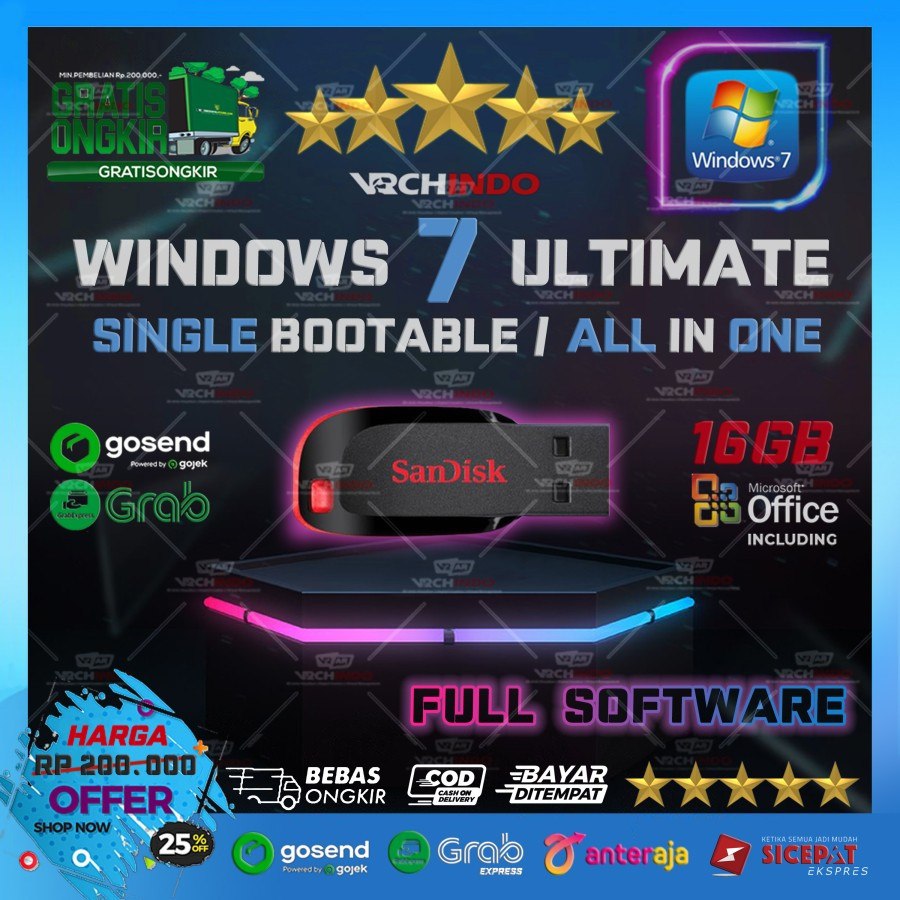 Jual Flashdisk USB Installer Single Boot Win 7 Ultimate Instalasi Sistem Operasi PC Komputer ...