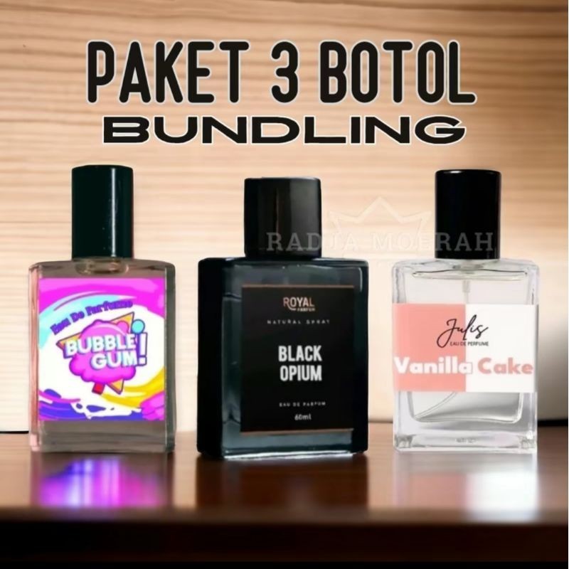 Jual PAKET 3 BOTOL | BUNDLING PARFUM BUBBLEGUM - VANILLA CAKE - BLACK ...