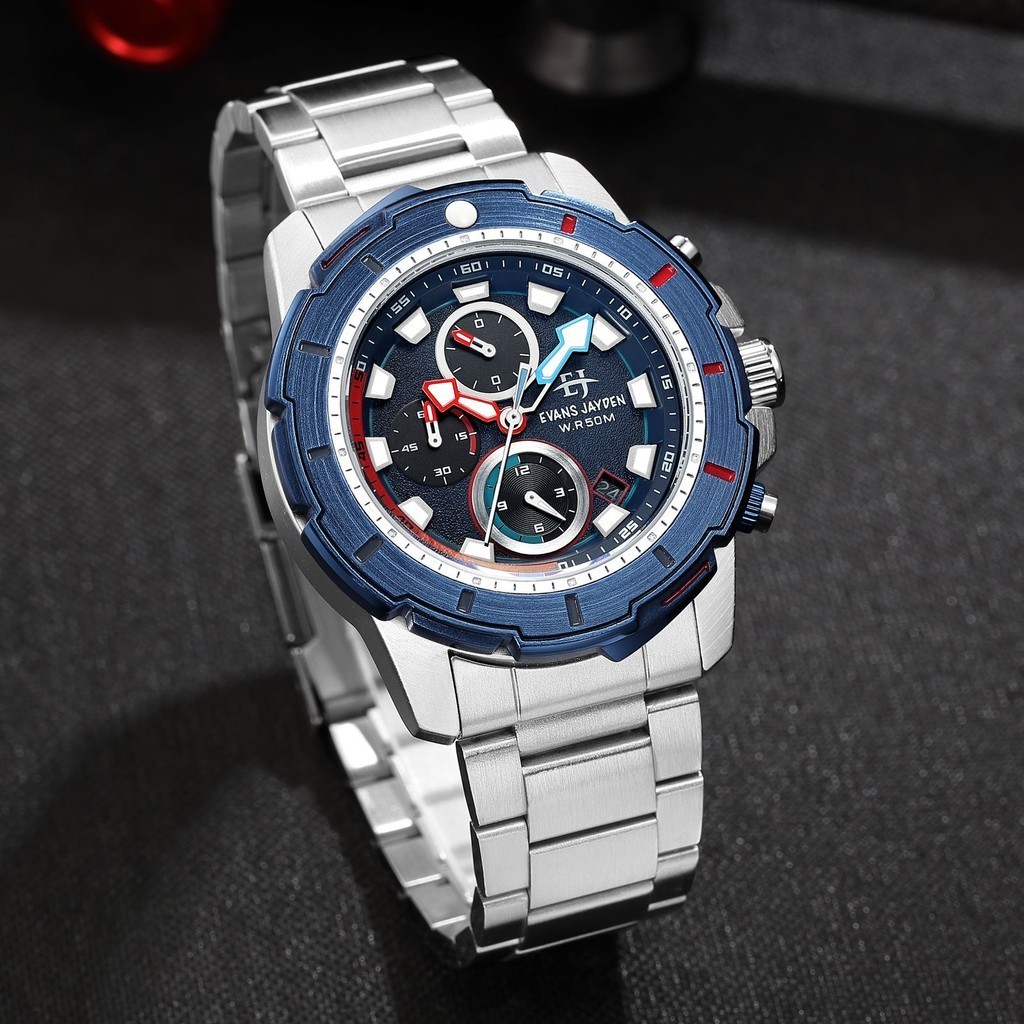 Jual Buy 1 Get 1 jam tangan !! Evans Jayden Jam Tangan Pria 9603 Rantai ...