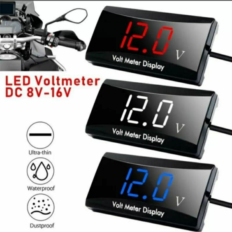 Jual COD Voltmeter Volt Meter Aki Digital Slim Waterproof | Shopee ...
