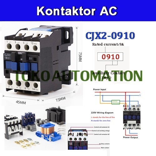 Jual FS88 CJX2-0910 CJX2 0910 220V AC 9A 1NO Contactor Motor Starter Relay SD54 | Shopee Indonesia