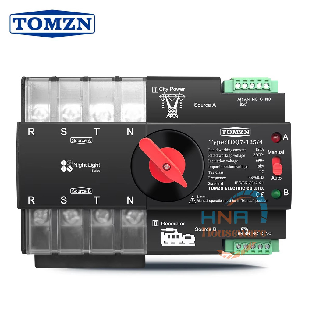 Jual ATS Automatic Transfer Switch 4P TOMZN 125A 220V Tipe MCB Dual Power | Shopee Indonesia
