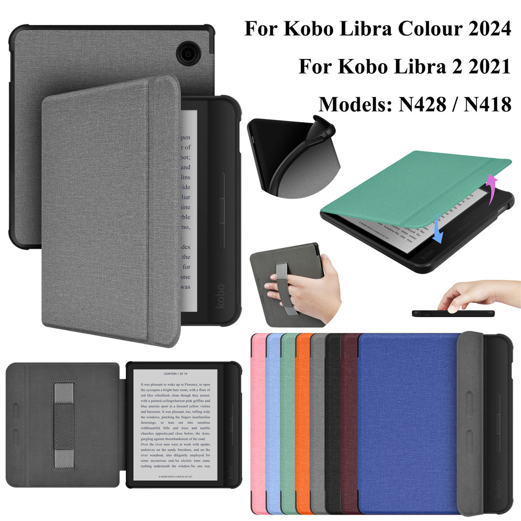Jual For Kobo Libra Colour 2024 Case Libra 2 2021 Cover with Hand Strap ...