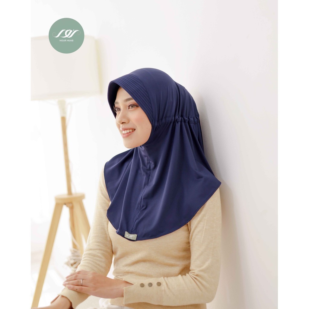 Jual Nour Jilbab Instant / Bergo Spandek Premium /Hijab Bergo Zahratu Navy | Shopee Indonesia