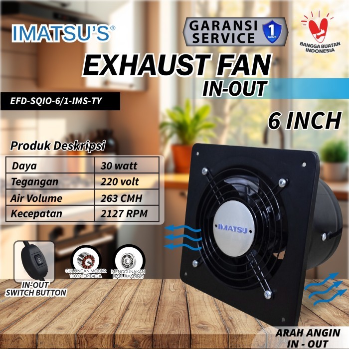 Jual Exhaust Fan Besi In Out 6 Inch Wall Air Duct Booster Fan 6" Kipas ...