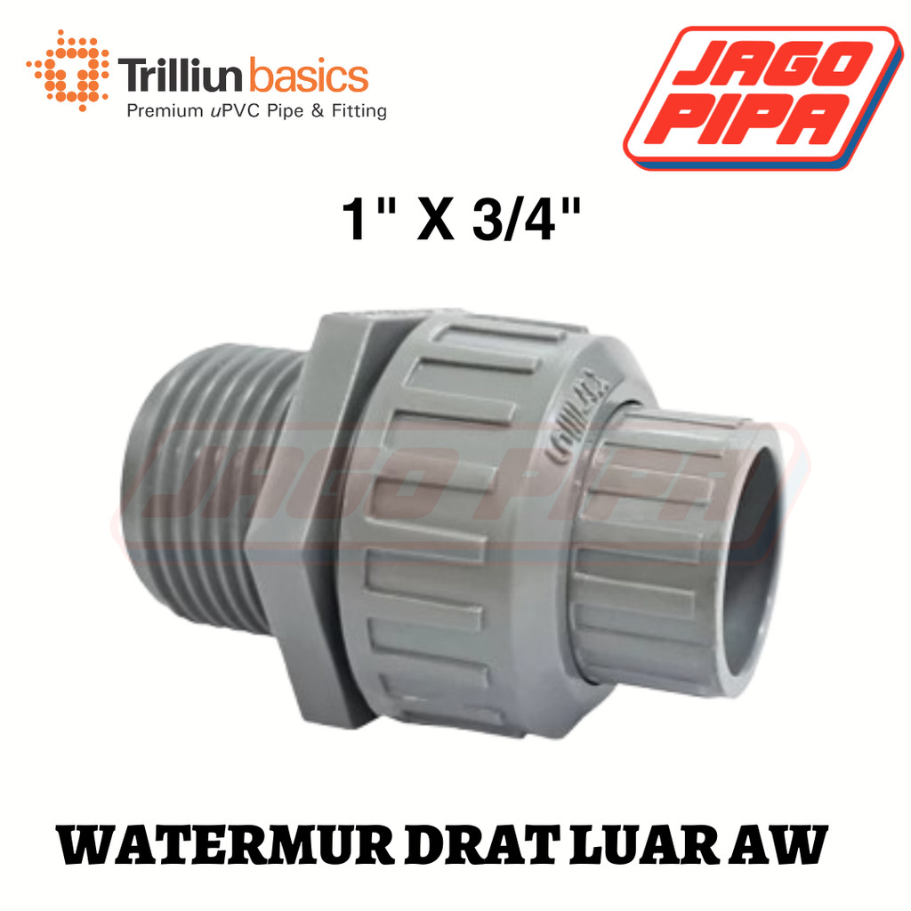 Jual Trilliun Watermur Drat Luar AW 1 x 3/4 Inch Water Union Valve Socket TS Water Mur Pompa ...