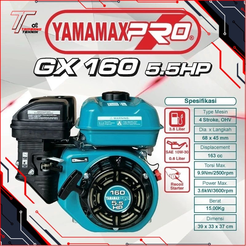 Jual MESIN ENGINE / GASOLINE ENGINE / MESIN PENGGERAK 5,5 HP GX 160 YAMAMAX-PRO | Shopee Indonesia