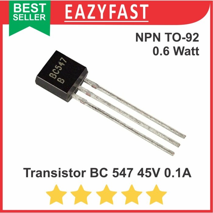 Jual Transistor BC547 BC 547 NPN Bipolar Amplifier Switch Tr TO-92 TO92 | Shopee Indonesia
