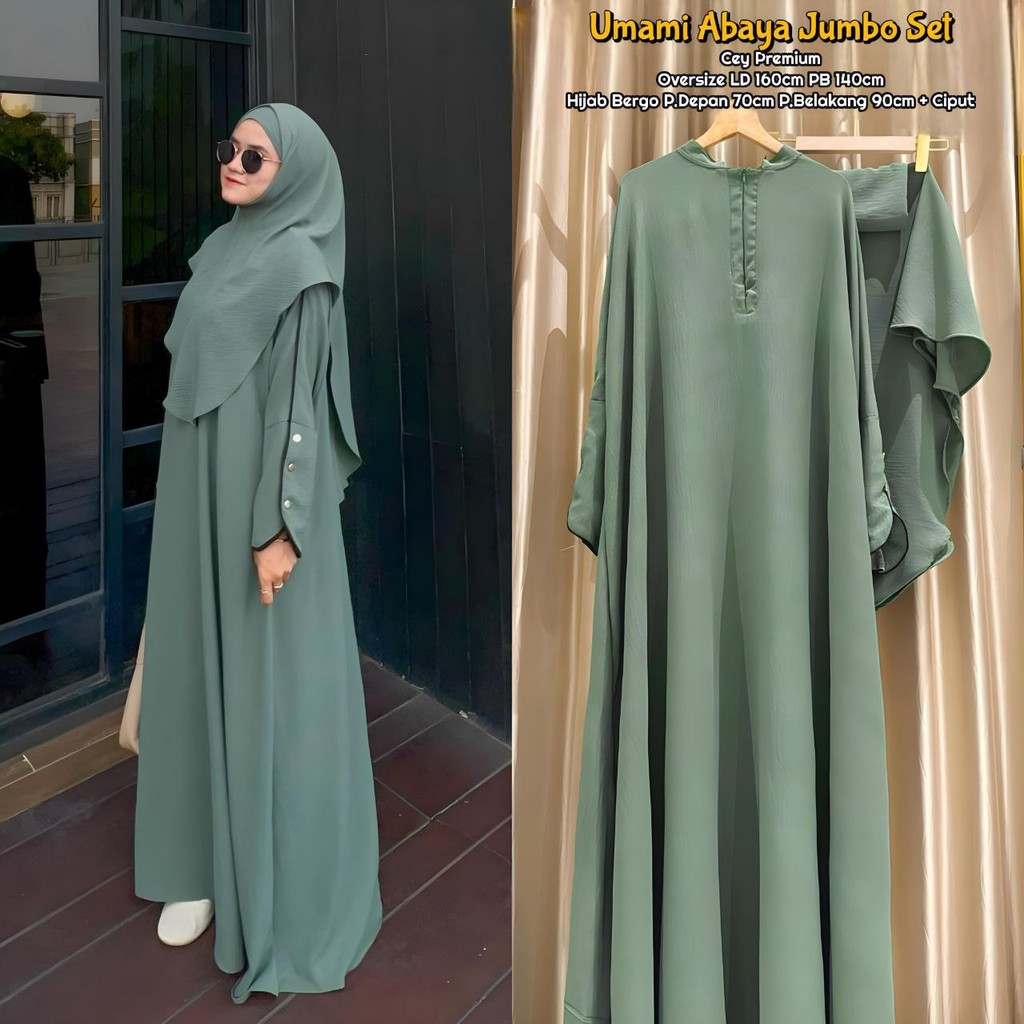 Jual Umami One Set Gamis Abaya Syar'i Cey Premium Setelan Abaya Bergo ...