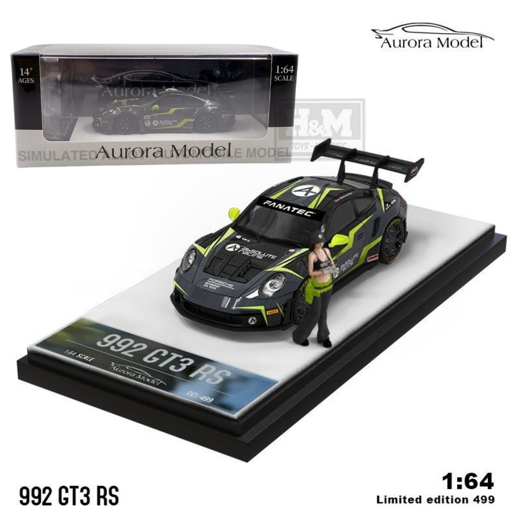 Jual Aurora Model 1/64 Porsche 992 GT3 RS - Absolute Racing with Figure ...