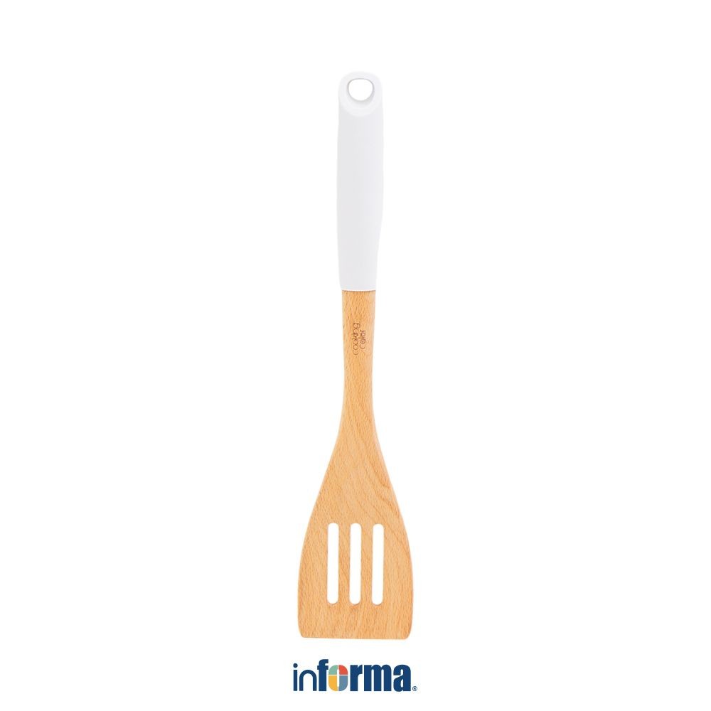Jual Informa Cooking Color Blanc Spatula Slotted Wood - Putih Sendok ...