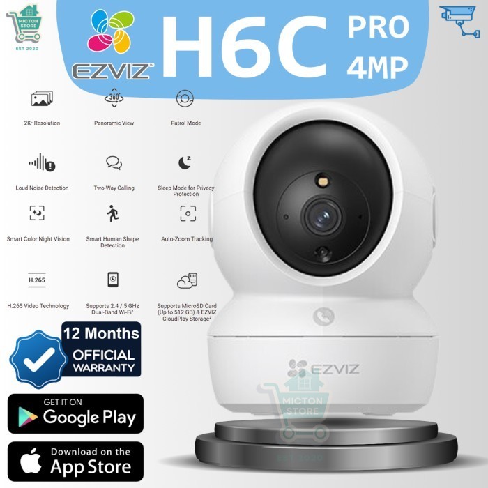 Jual BIGTON EZVIZ H6C PRO 4MP 2K+ Resolution CCTV WiFi IP Camera Pan and Tilt Smart Kamera CCTV ...