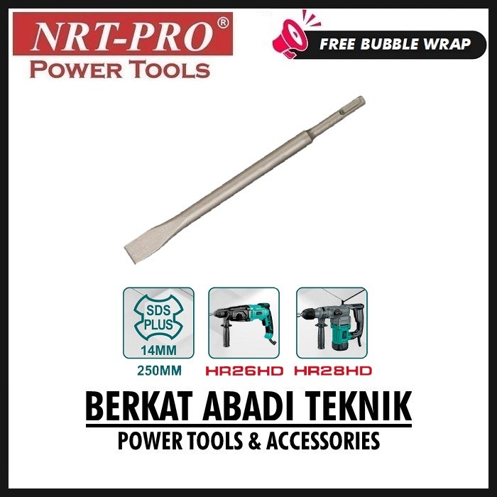 Jual NRT-PRO Mata Bor Bobok Beton SDS PLUS L250 mm Flat Chisel Pipih ...