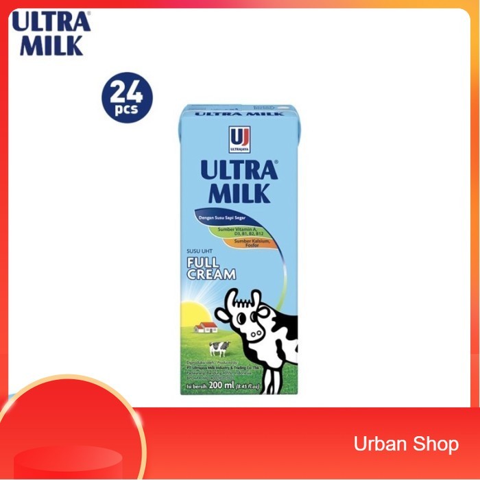 Jual UHT ULTRA MILK 200ml KARTONAN (1 dus isi 24 pcs) - FULL CREAM ...