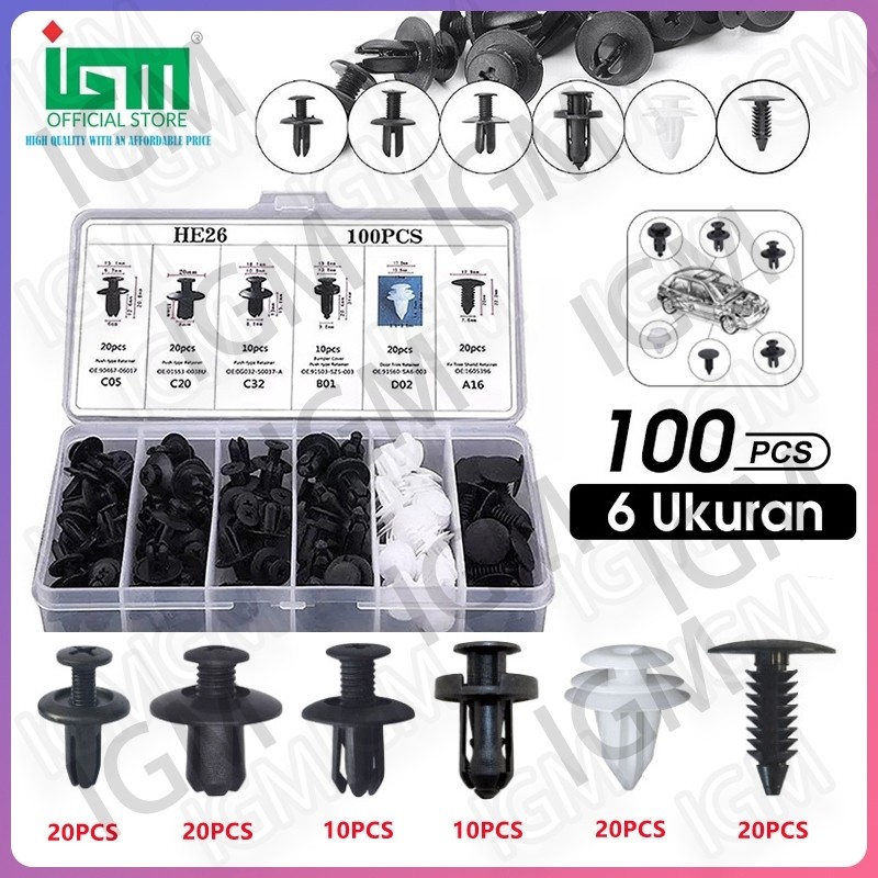 Jual [Ready stock] 100pcs Baut Rivet Mobil Auto Fastener Clip Mixed Car ...