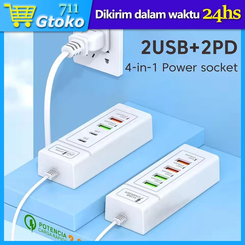Jual Power Adapter Socket Charger USB & Type-C PD 3.0 Fast Charging ...