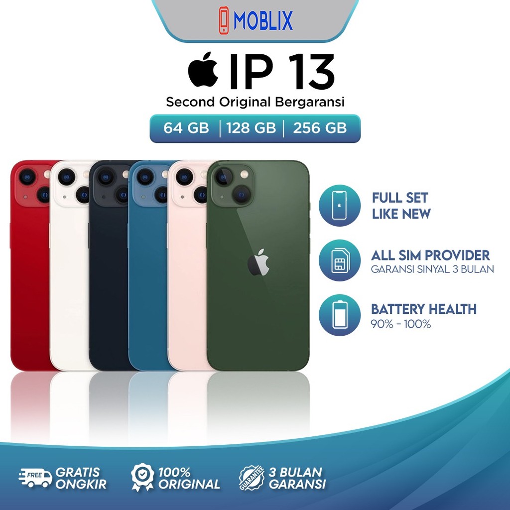 Jual iPhone 13 128GB 256GB Tangan Kedua 100%ORI LCD Mulus Normal Fulset Kondisi Perfect | Shopee ...