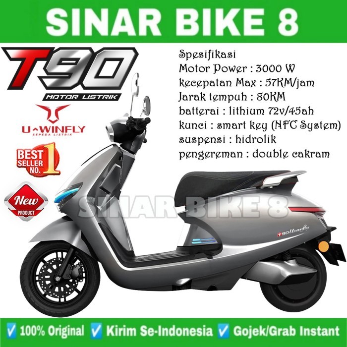 Jual Sepeda Motor Listrik UWINFLY T90 LITHIUM 3000 Watt Electric E Bike ...