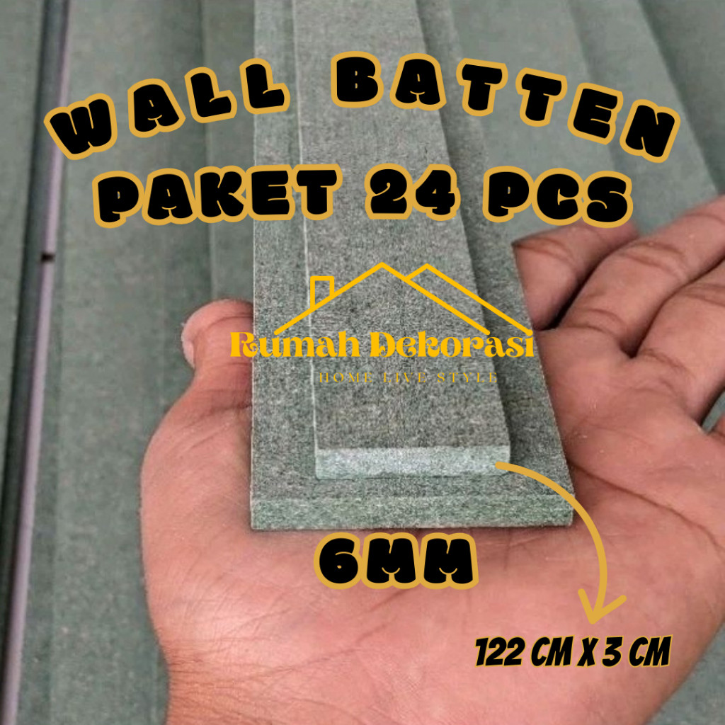 Jual Paket 24 PCS HMR Hijau Tebal 6MM Wallbatten Premium Wall Batten ...