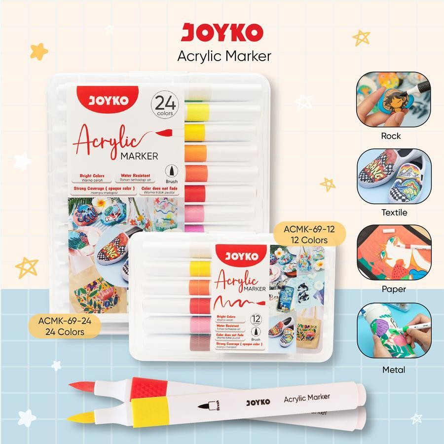 Jual Acrylic Marker Spidol Akrilik Joyko ACMK-69 | Shopee Indonesia