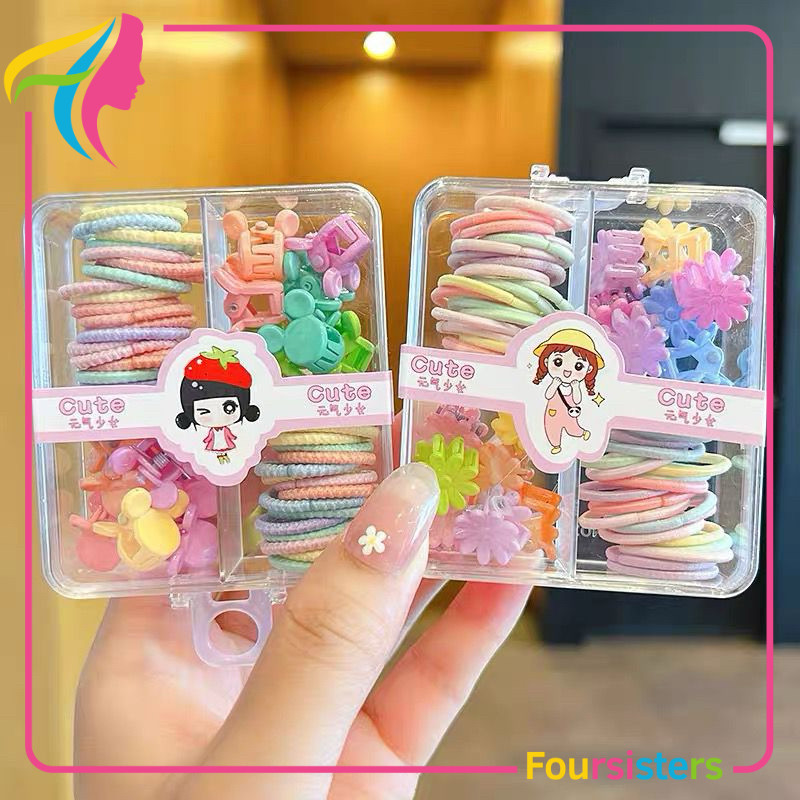 Jual [FS] Set Ikat Rambut Dan Jepit Rambut Anak isi 52pcs Jepitan Poni ...