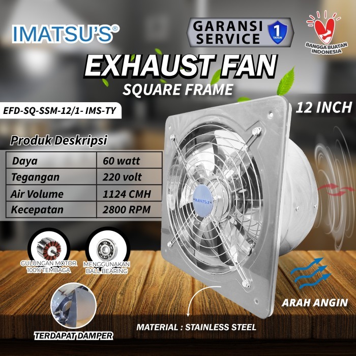 Jual Exhaust Fan Stainless Steel 12" Inch Wall Air Duct Booster Fan ...