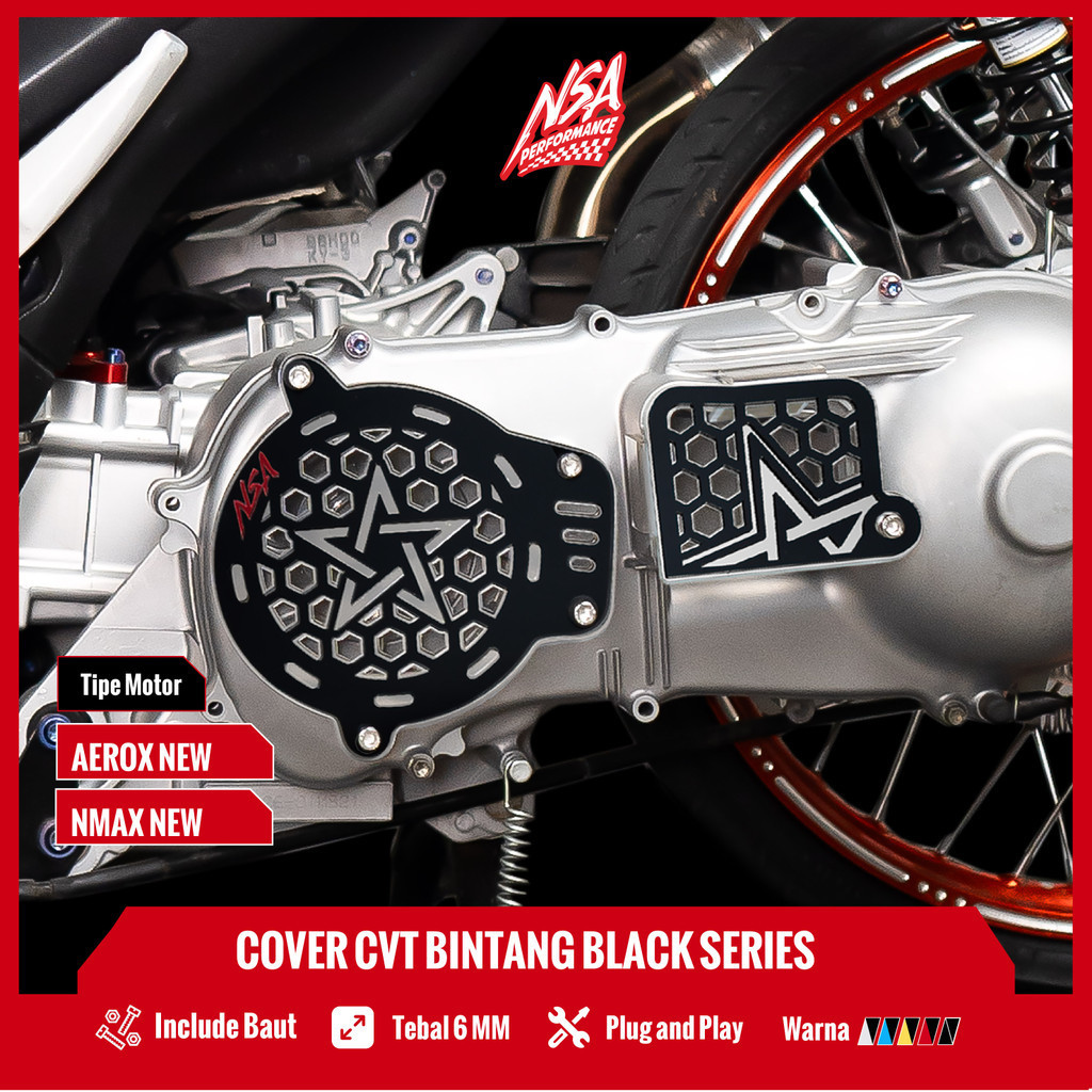 Jual NSA COVER CVT BINTANG BLACK SERIES YAMAHA Nmax Aerox Tutup Cvt ...